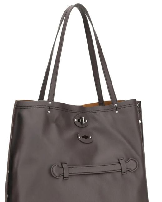Zanellato Medium A'Spasso Studded Leather Tote Bag in Grey | Lyst UK