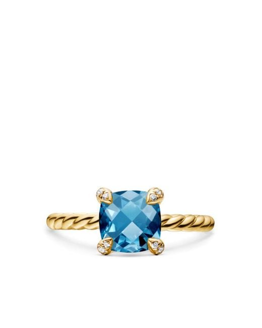 David Yurman 18Kt Chatelaine Topaz And Diamond Ring in Blue | Lyst UK