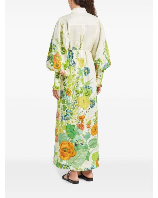 ALÉMAIS Floral-Print Dress in White | Lyst