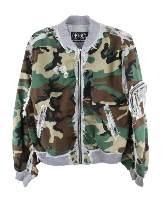 THUG CLUB Charlie Bomber Jacket in Green for Men | Lyst
