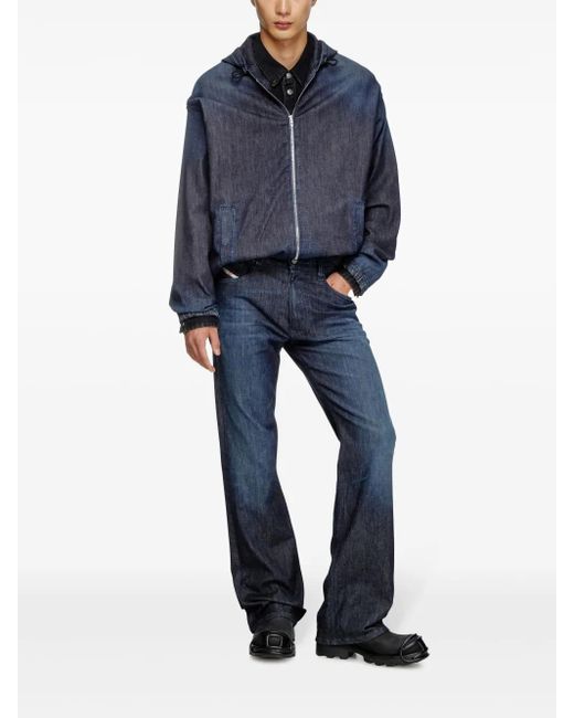 DIESEL Hooded Denim Jacket in Blue for Men | Lyst
