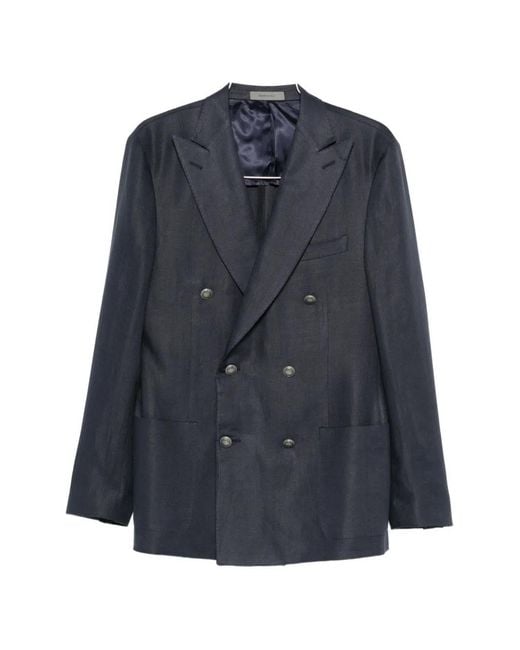 Corneliani Double-Breasted Pocket Blazer in Blue for Men | Lyst UK
