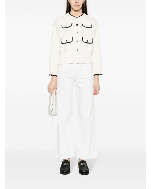 Maje Contrasting-trim Tweed Jacket in Natural | Lyst