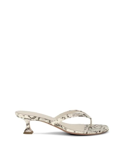 AMINA MUADDI Juliette Snake-Effect Thong Pumps in White | Lyst UK