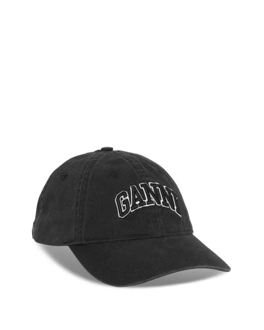 Ganni Logo-Embroidered Cap in Black | Lyst UK