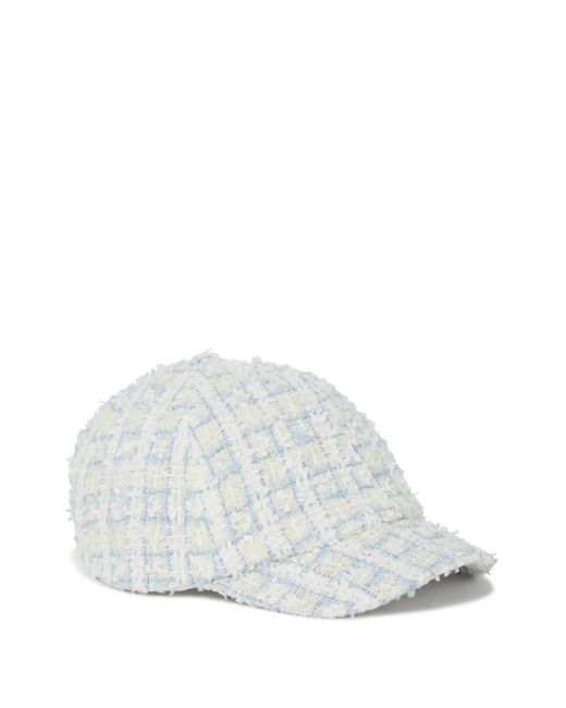 Karl Lagerfeld Signature Boucle Cap in White | Lyst
