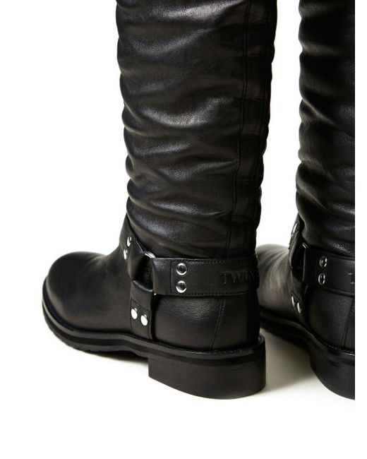 Twin Set Darcy Knee-high Boots in Black | Lyst