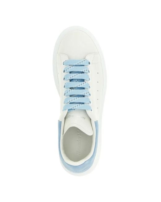 McQueen Contrast Larry Leather Sneakers in White | Lyst UK