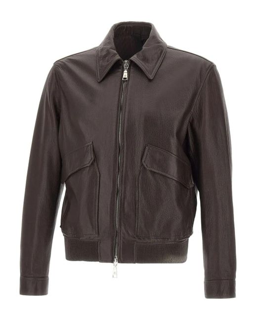 Tagliatore Godwin Leather Jacket in Grey for Men | Lyst UK