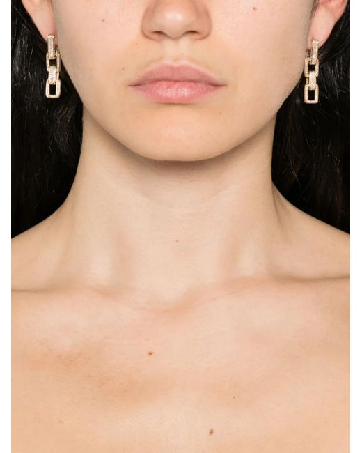 SHAY 18K Triple Deco Link Diamond Drop Earrings in Metallic | Lyst