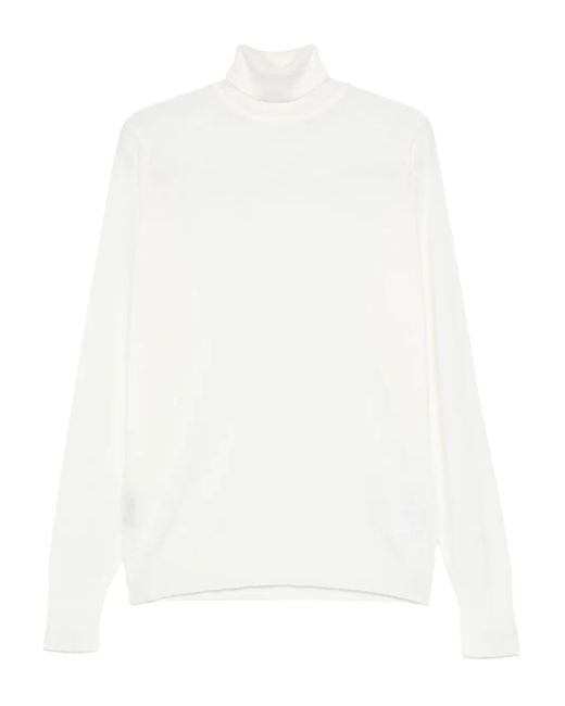 John Smedley Richards Roll-Neck Sweaters in White for Men | Lyst UK