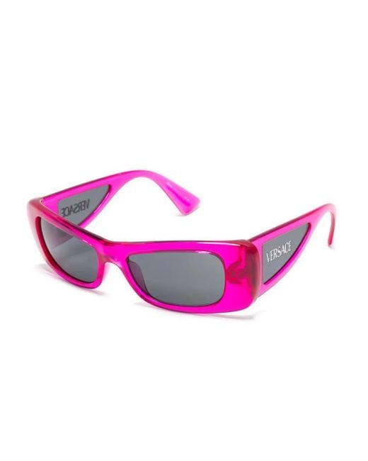 Versace Logo-Engraved Sunglasses in Pink | Lyst