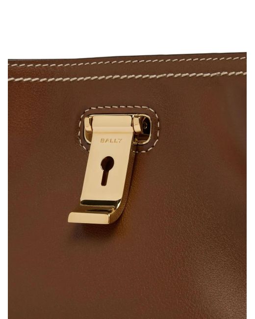 Bally Mini Lock Me Leather Tote Bag in Brown | Lyst UK