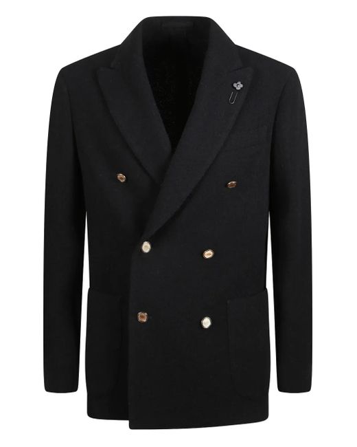Lardini Double-Breasted Button Jacket in Black for Men | Lyst UK