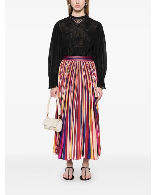 FARM Rio Striped Maxi Skirt in Red | Lyst