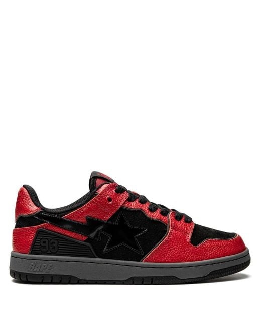 A Bathing Ape Bape Sk8 Sta #3 M2 Low-top Sneakers in Red for Men | Lyst