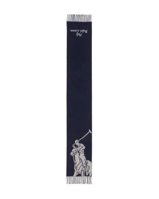 Polo Ralph Lauren Jacquard-Knit Fringed Scarf in Blue for Men | Lyst UK
