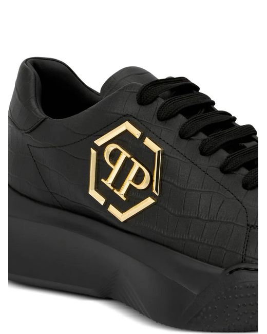 Philipp Plein Crocco Godzilla Runner Sneakers in Black | Lyst UK