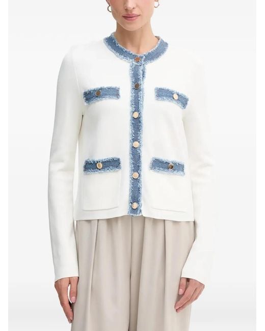 Joseph Ribkoff Frayed-Trim Cardigan in White | Lyst UK