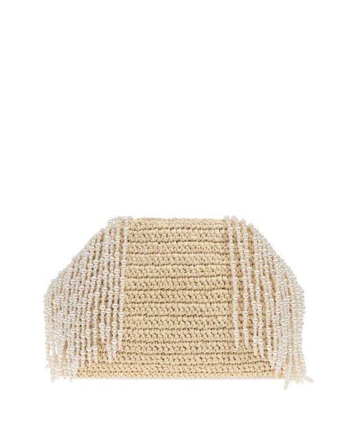 Self-Portrait Pearl-Embellished Tote Bag in Natural | Lyst