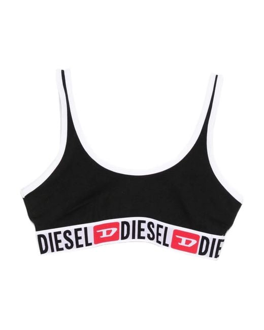 DIESEL Logo Band Bra in Black | Lyst UK