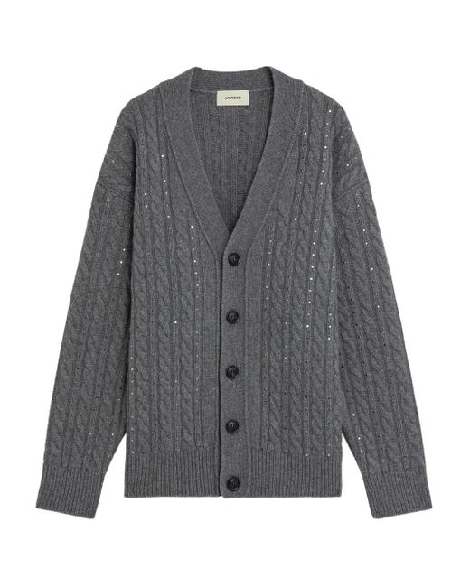 A PAPER KID Cable-Knit Embellished Cardigan in Gray for Men | Lyst