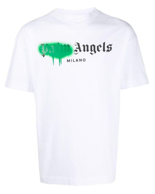 Palm Angels Spray Paint Print T-shirt in White for Men | Lyst