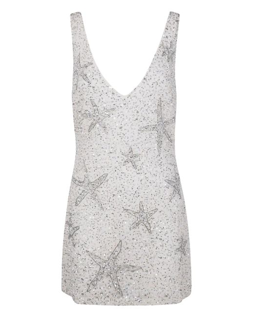 RIXO London "Christabel" Dress Starfish Embellishment Pearl in White ...
