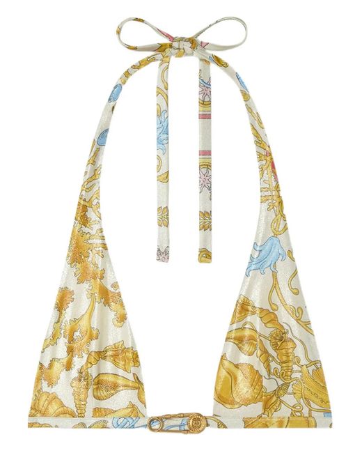 Versace Underwater Barocco Bikini Top in Yellow | Lyst