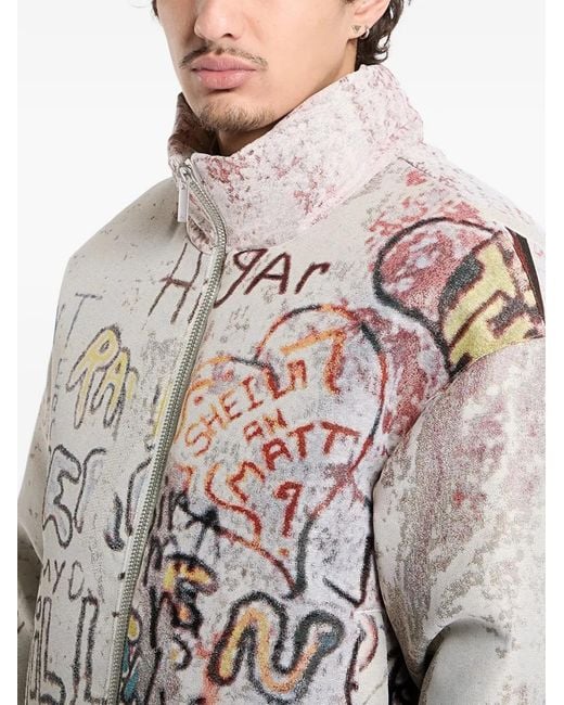 Nike Graffiti-Design Zip-Fastening Puffer Jacket in Blue for Men | Lyst UK