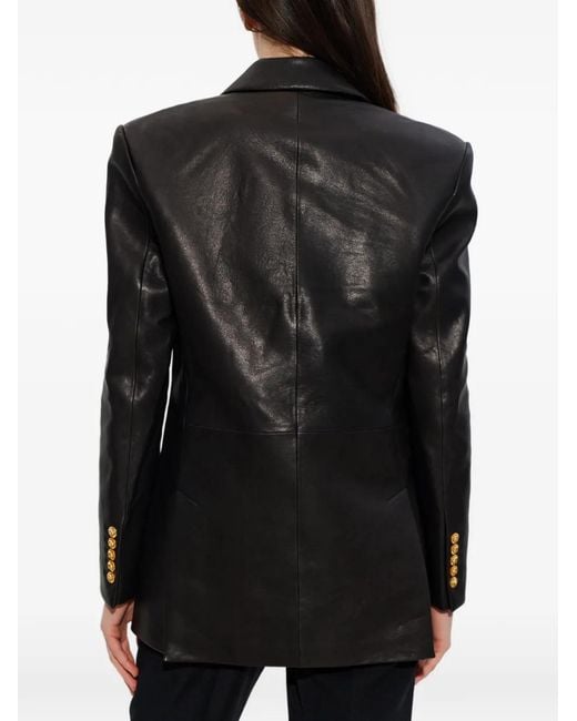 Balmain Lion-Button Leather Jacket in Black | Lyst UK