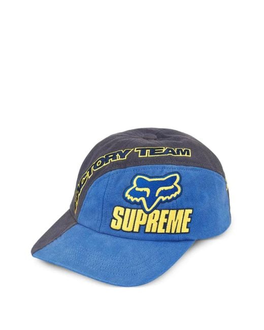 Supreme X Fox Racing Logo-Embroidered Cap in Blue for Men | Lyst UK