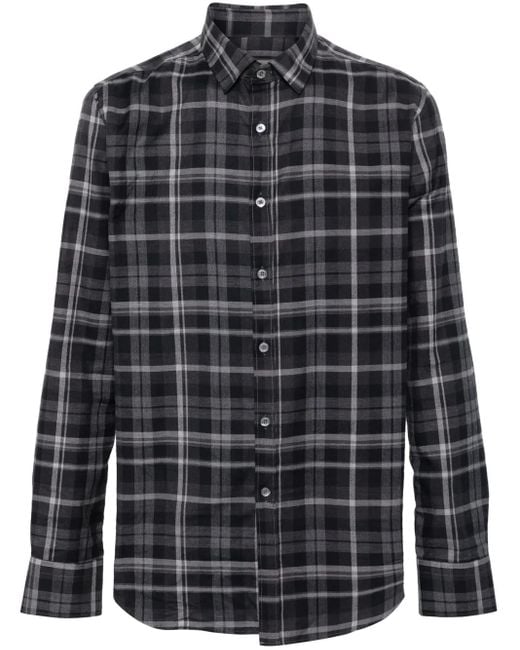Canali Plaid-Check Shirt in Black for Men | Lyst UK
