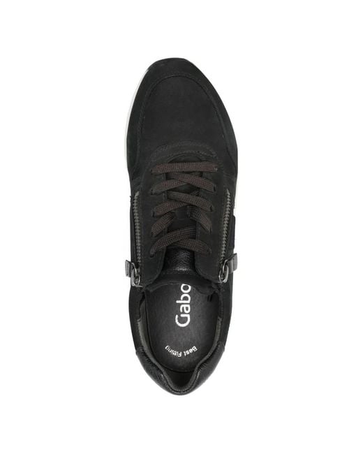 Gabor Zip-Up Lace-Up Sneakers in Black | Lyst