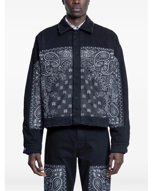 Amiri Paisley-Print Denim Jacket in Blue for Men | Lyst UK
