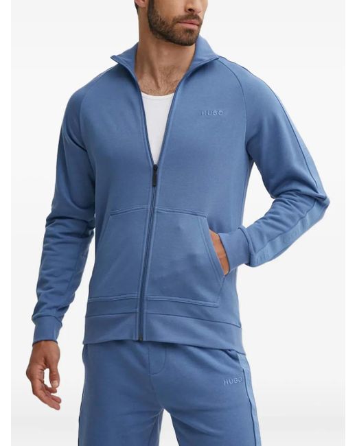 HUGO Zip-Up Logo Sweater in Blue for Men | Lyst UK