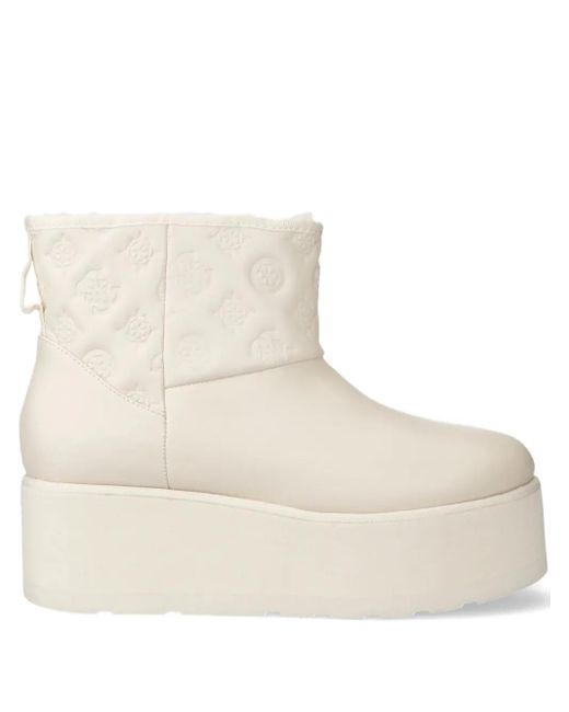 Guess Logo Boots in Natural | Lyst