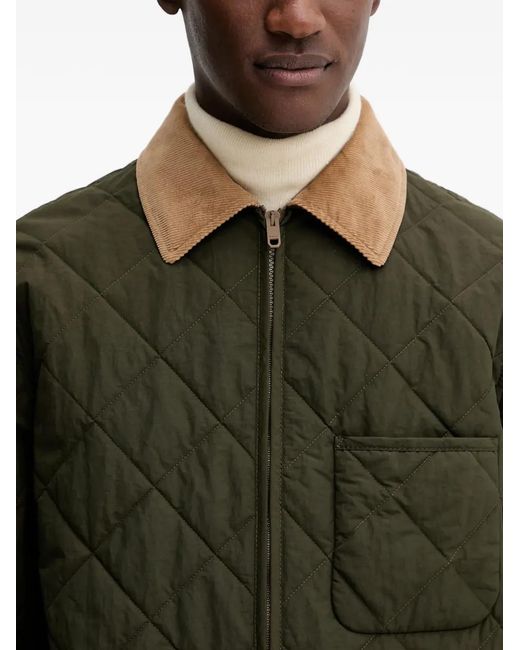 Bally Corduroy-Collar Quilted Jacket in Green for Men | Lyst UK