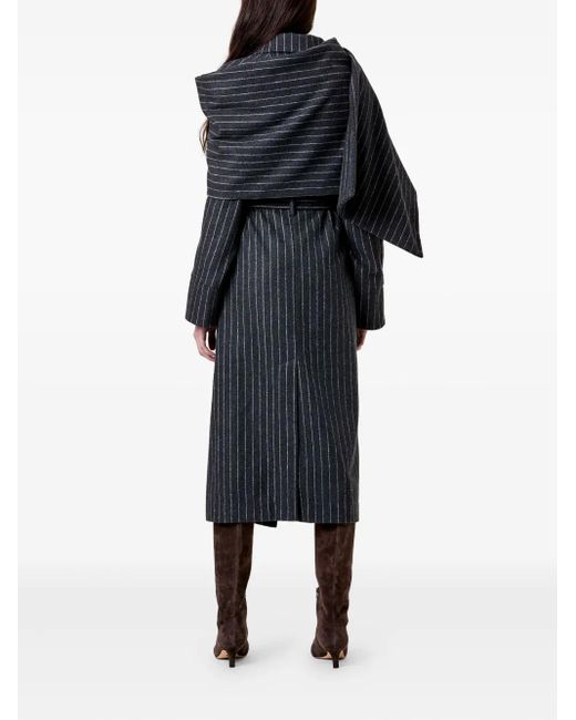 Nicholas Candice Pinstripe Belted Coat in Black | Lyst UK