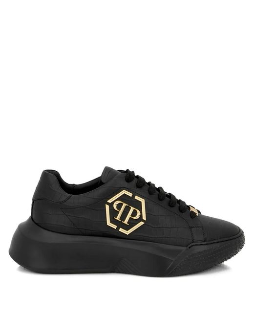 Philipp Plein Crocco Godzilla Runner Sneakers in Black | Lyst UK
