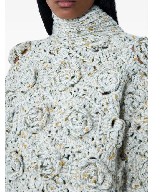 Ganni Flower-Knit Sweater in Grey | Lyst UK