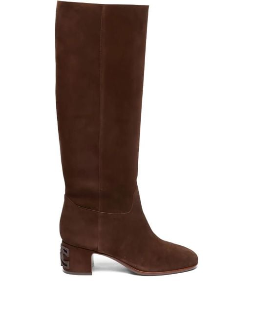 Casadei 50Mm Muni Nomad Suede Block-Heel Boots in Brown | Lyst UK
