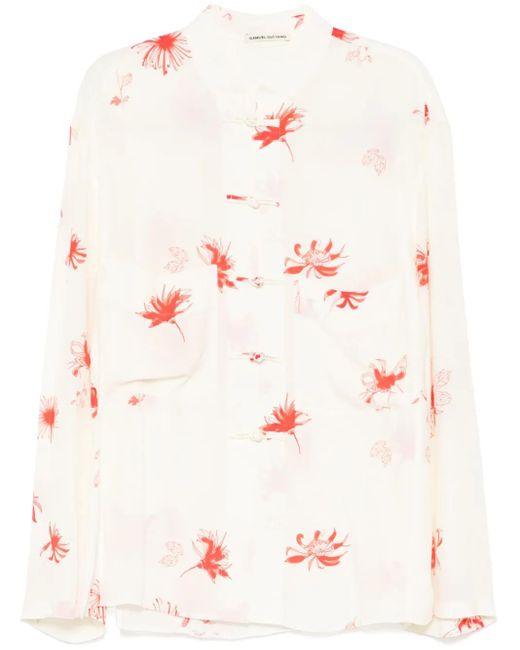 Samuel Guì Yang Floral-Print Blouse in Pink | Lyst