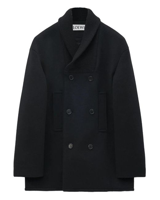 Loewe Double-Breasted Coat in Black for Men | Lyst