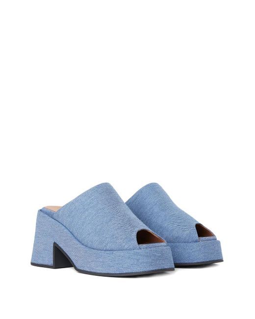 Ganni Denim Mules in Blue | Lyst