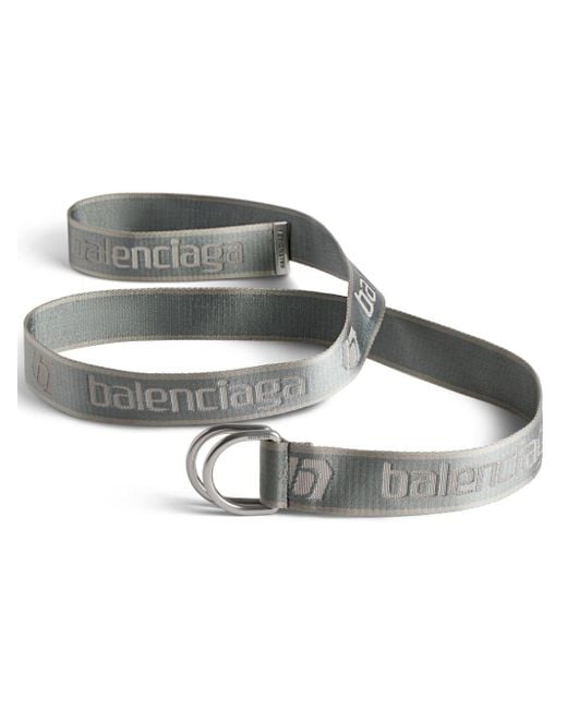 Balenciaga Logo-jacquard D-ring Belt in Gray for Men | Lyst