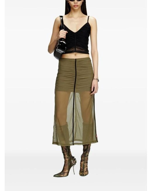 DIESEL V-Neck Cropped Top With Textured Finish in Black | Lyst