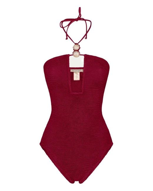 Paramidonna Adriana Pearls Swimsuit in Red | Lyst UK