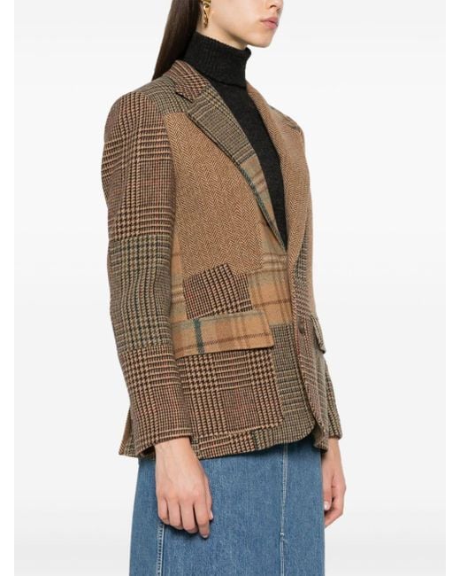 Polo Ralph Lauren Patchwork-Design Blazer in Brown | Lyst