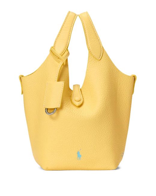 Polo Ralph Lauren Small Polo Play Leather Tote Bag in Yellow | Lyst ...